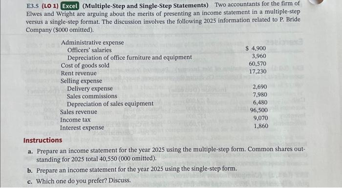 Solved mocang tang EEN S E3.5 (LO 1) Excel (Multiple-Step | Chegg.com