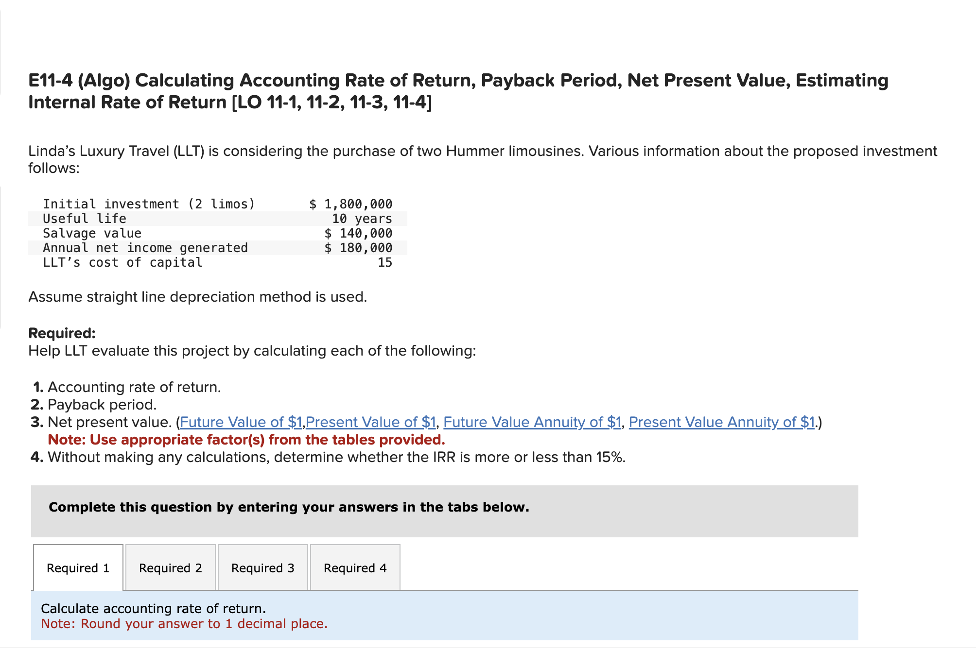 Solved E11-4 (Algo) ﻿Calculating Accounting Rate of Return, | Chegg.com