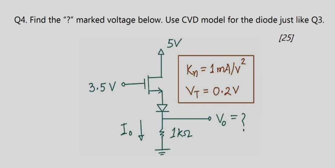 Q4. ﻿Find the "?" ﻿marked voltage below. Use CVD | Chegg.com