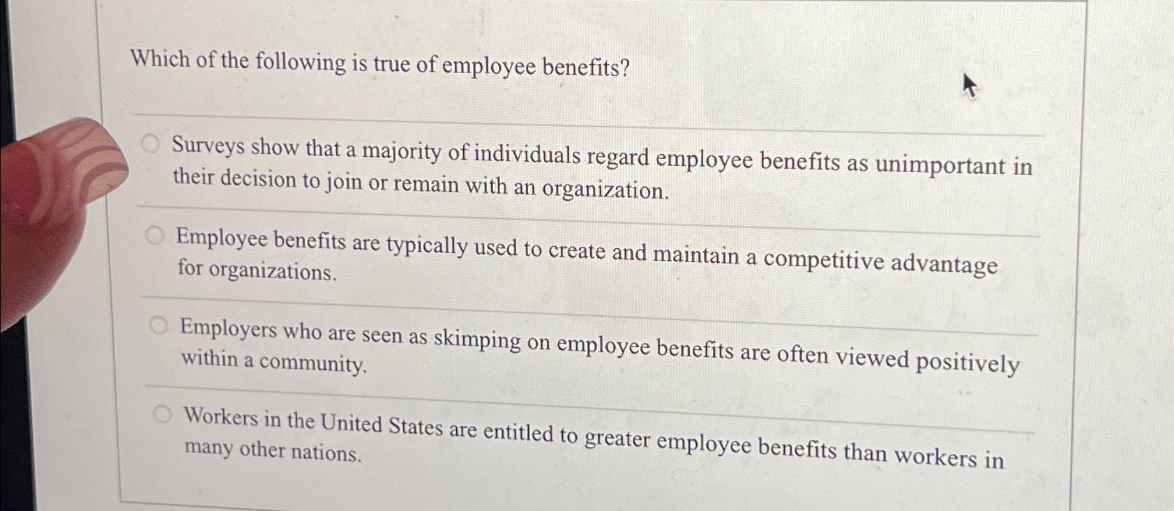 Solved Which of the following is true of employee | Chegg.com