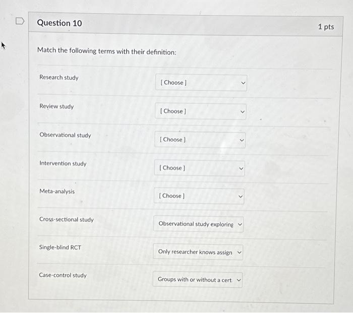 Question 10 Match the following terms with their | Chegg.com