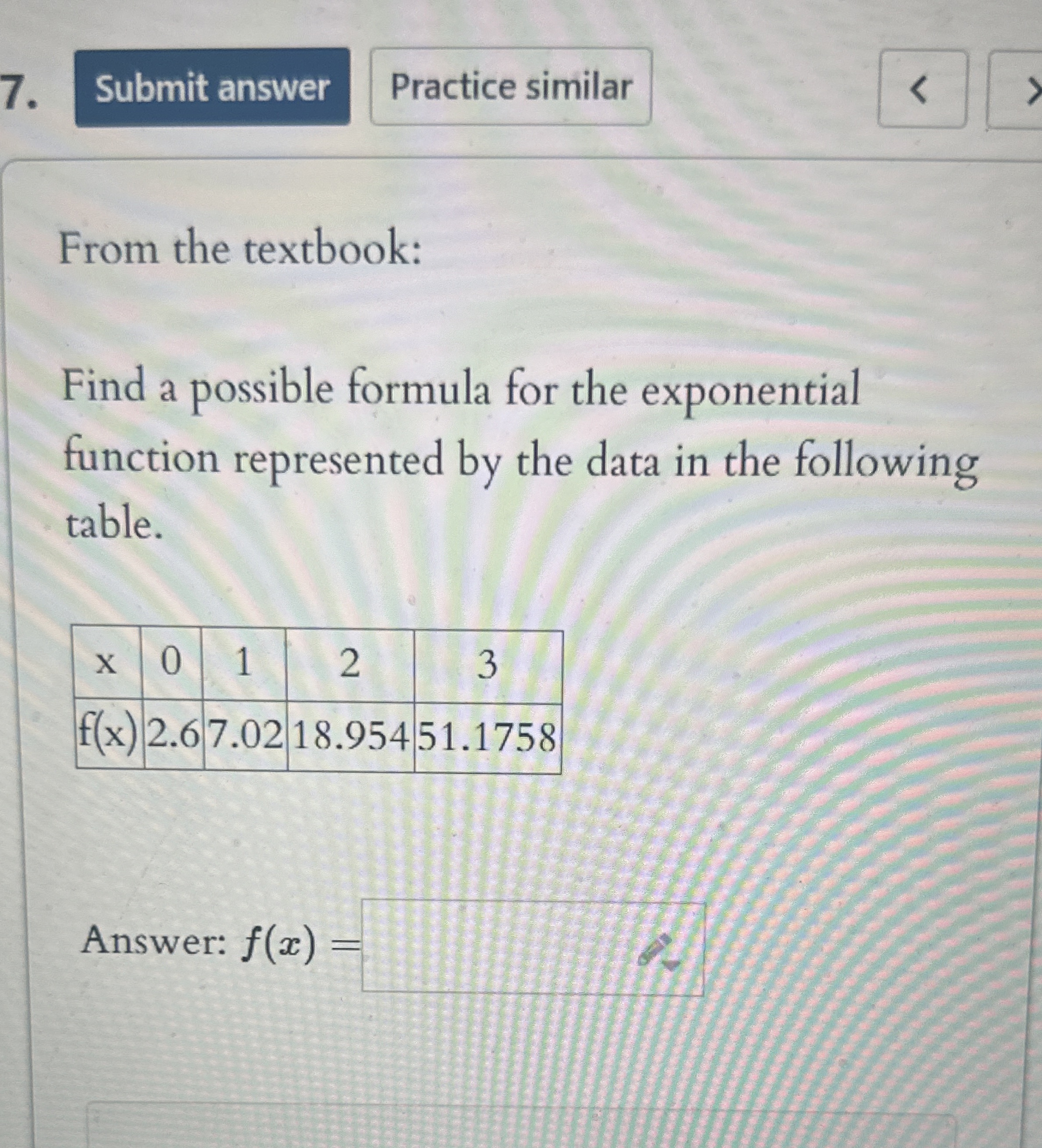 Solved From the textbook:Find a possible formula for the | Chegg.com