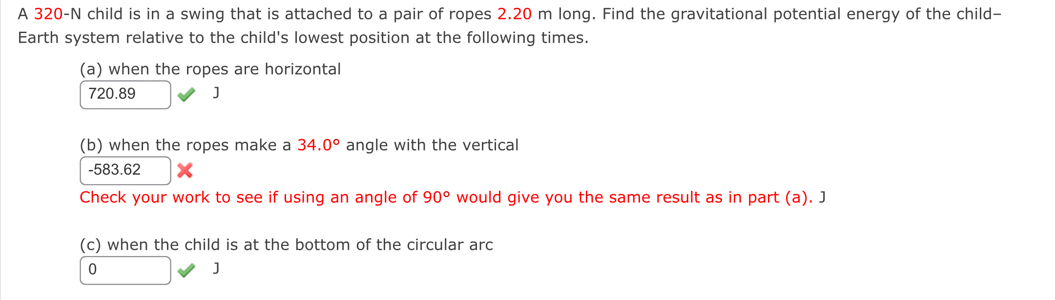 Solved A 320-N ﻿child is in a swing that is attached to a | Chegg.com