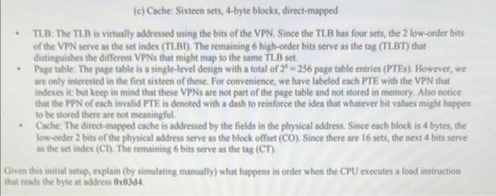 Solved Simulate a small virtual memory system with TLB and | Chegg.com