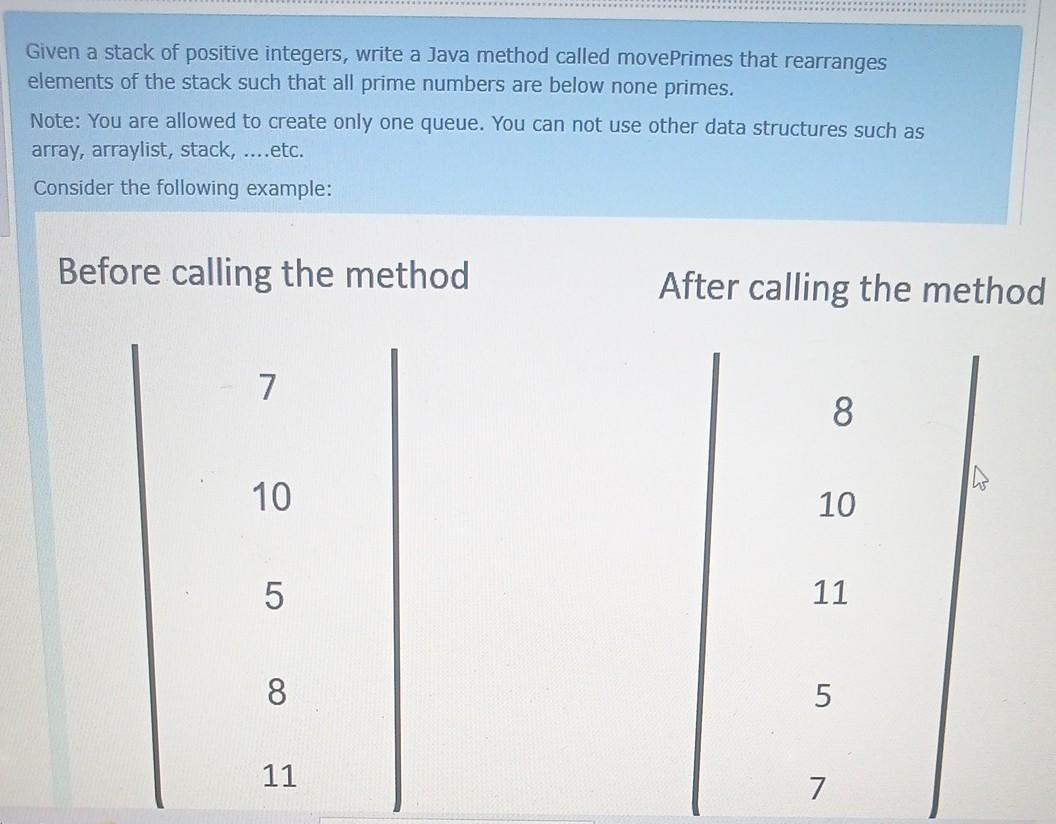 Solved Given A Stack Of Positive Integers Write A Java 2928