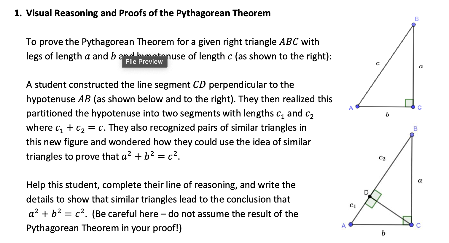 Solved Visual Reasoning and Proofs of ﻿the Pythagorean | Chegg.com