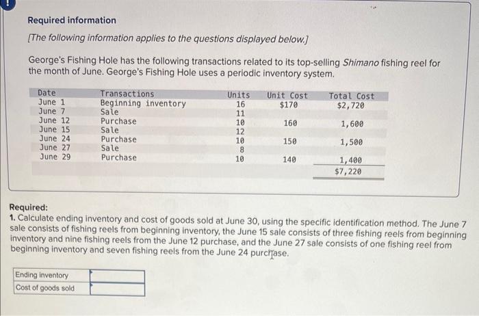 Solved Required information [The following information | Chegg.com