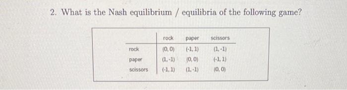 Solved 2. What is the Nash equilibrium / equilibria of the | Chegg.com