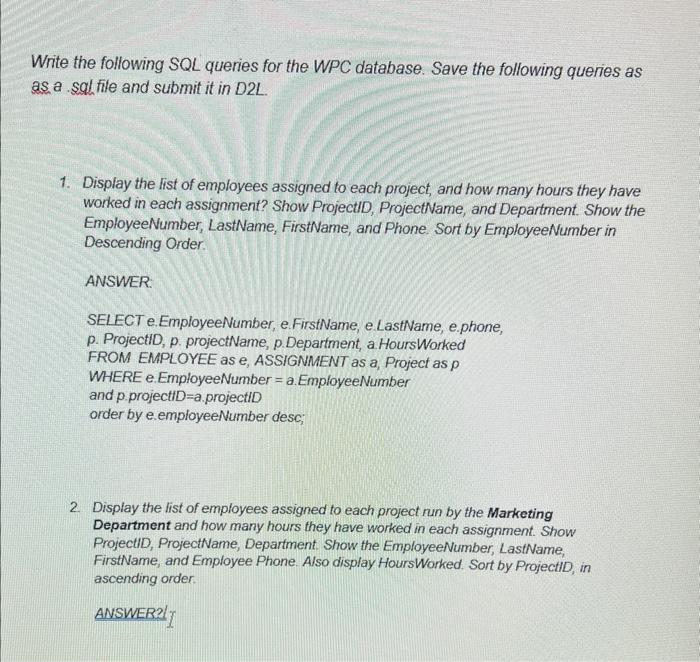 Solved Write the following SQL queries for the WPC database. | Chegg.com