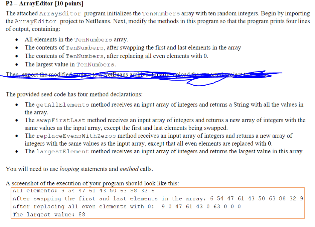 Solved P2 - ﻿ArrayEditor [10 ﻿points]The attached | Chegg.com