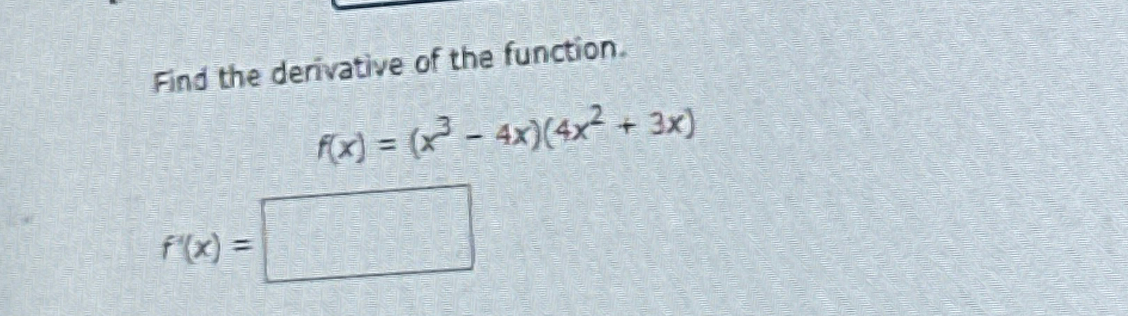 Solved Find the derivative of the | Chegg.com