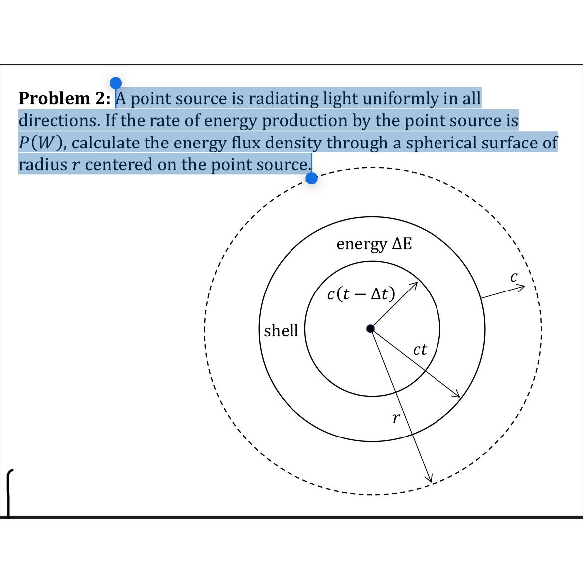 Solved Problem 2: A point source is radiating light | Chegg.com