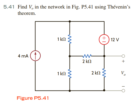 Solved 5.41 ﻿Find Vo ﻿in the network in Fig. P5.41 ﻿using | Chegg.com