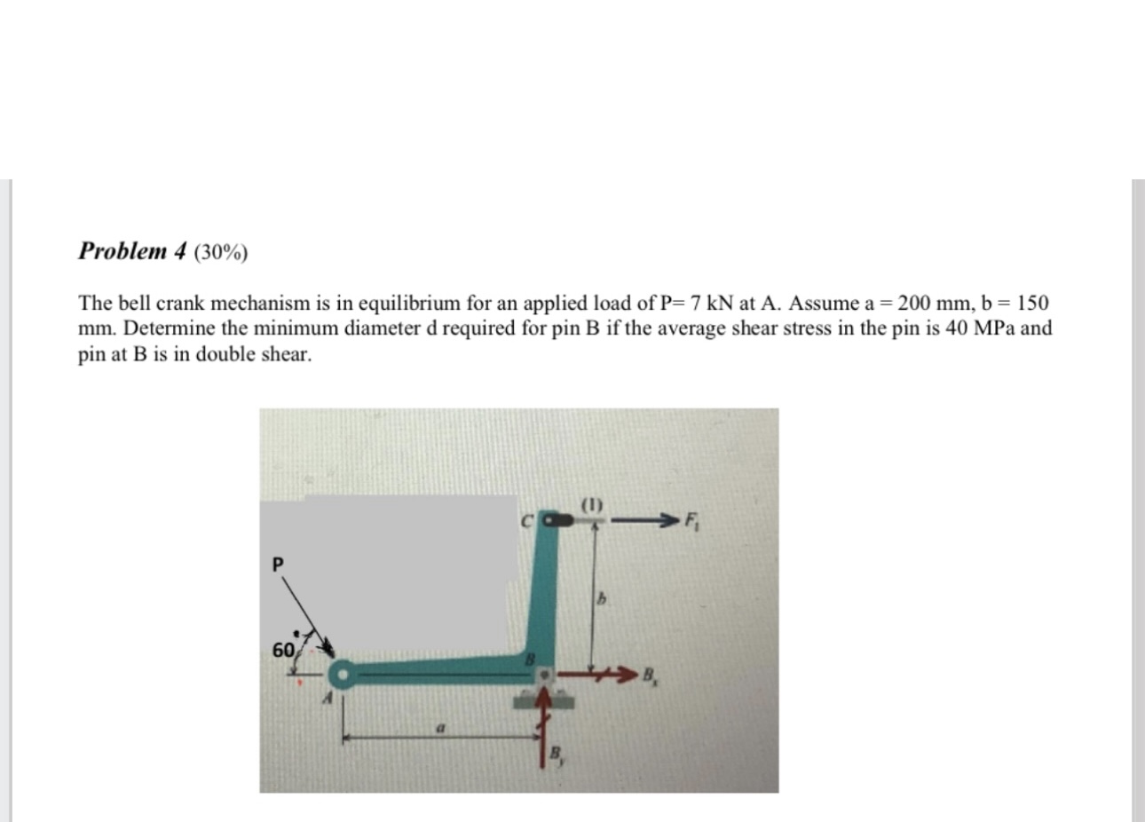 Solved Problem 4 (30%)The bell crank mechanism is in | Chegg.com