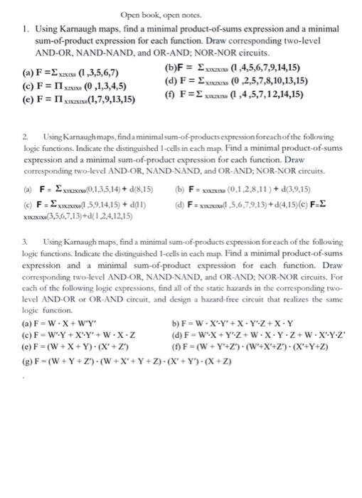 1 Using Karnaugh Maps Find A Minimal