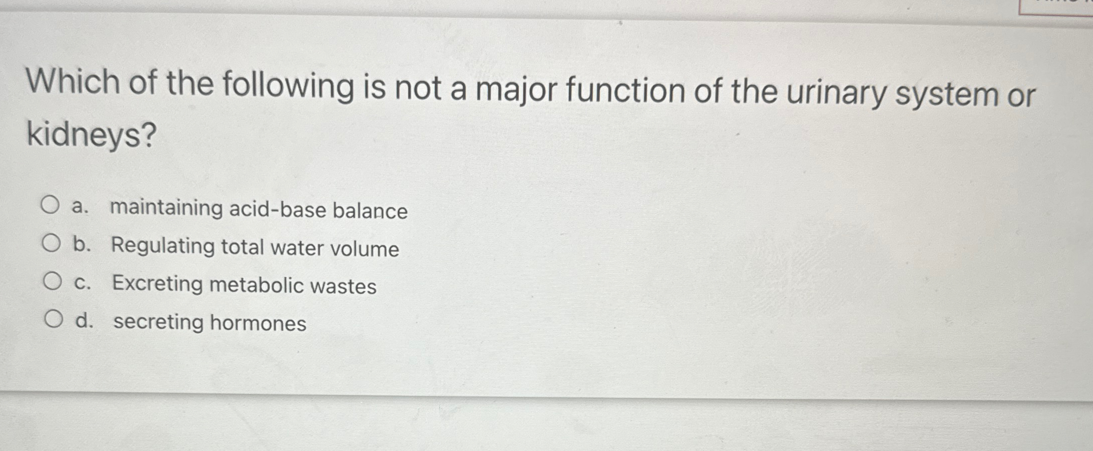 Solved Which of the following is not a major function of the | Chegg.com