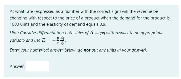 Solved At what rate (expressed as a number with the correct | Chegg.com