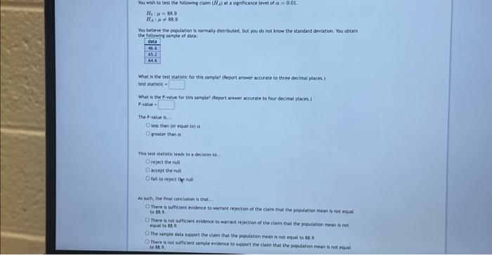 Solved Wou whis to test the following clain (HN) at a | Chegg.com