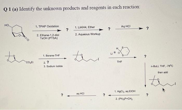 Solved Q 1 (a) Identify the unknown products and reagents in | Chegg.com