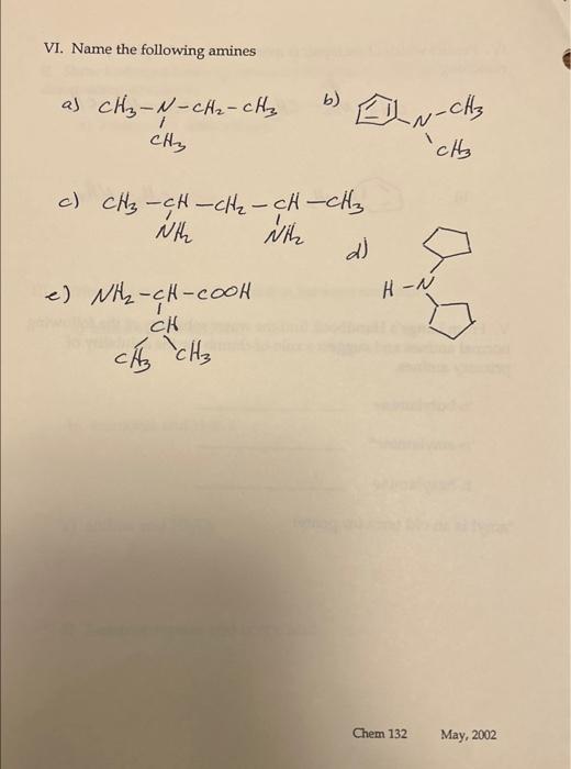 Solved Amines 1. Build each of the following amines with the | Chegg.com