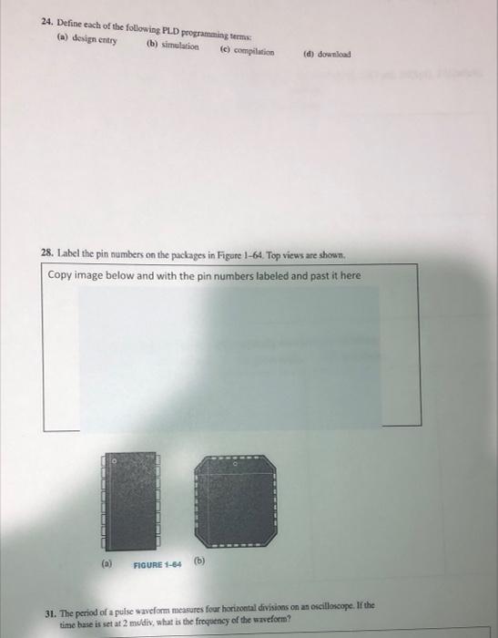 Solved 24. Define each of the following PLD programming | Chegg.com