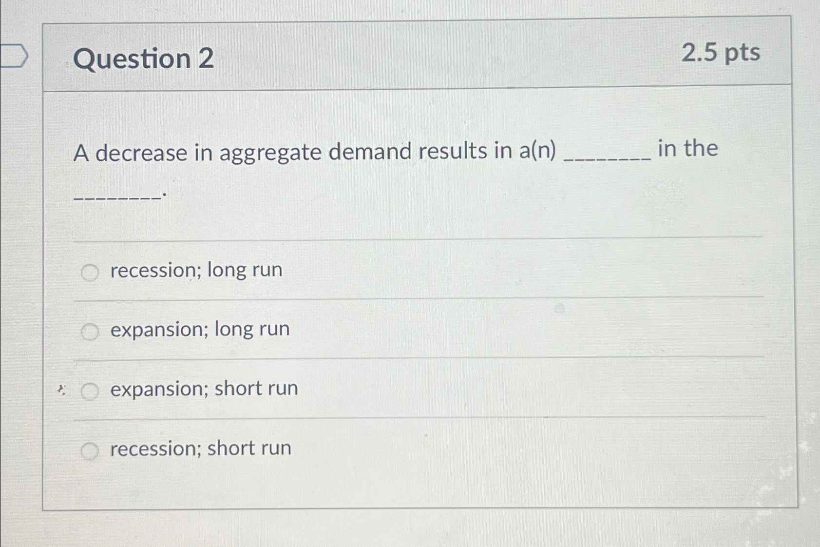 Solved Question 22.5ptsA decrease in aggregate demand | Chegg.com