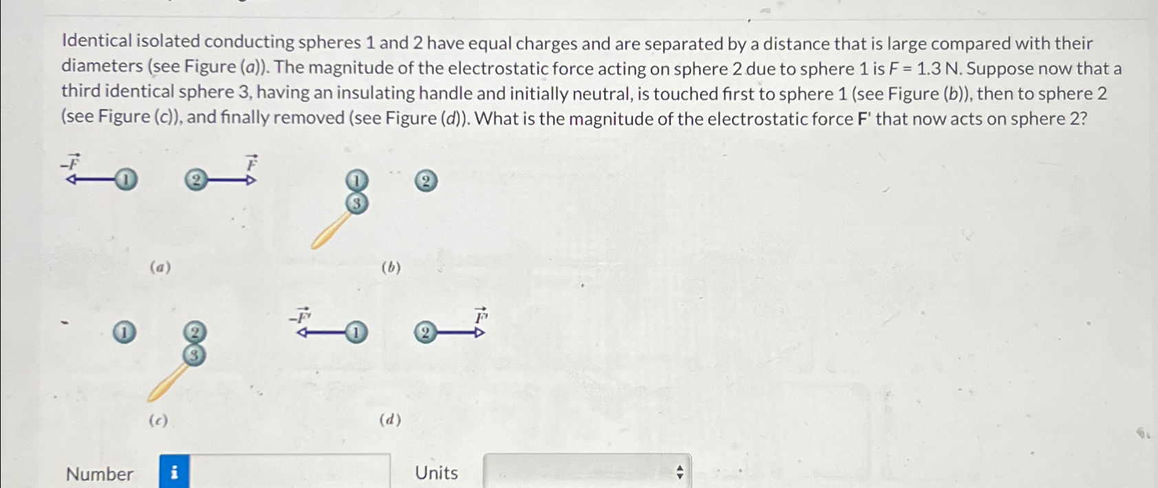 Solved Identical isolated conducting spheres 1 ﻿and 2 ﻿have | Chegg.com