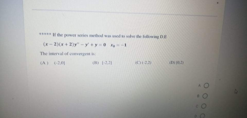 Solved ***** If the power series method was used to solve | Chegg.com