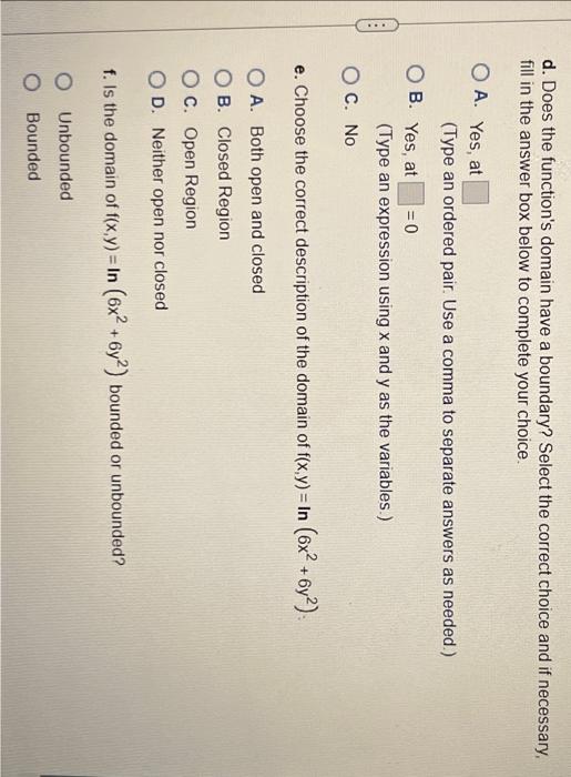 Solved Given the function f(x,y)=ln(6x2+6y2), answer the | Chegg.com