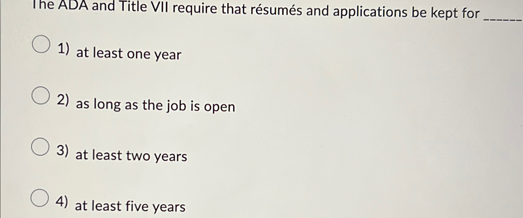 Solved The ADA and Title VII require that résumés and | Chegg.com