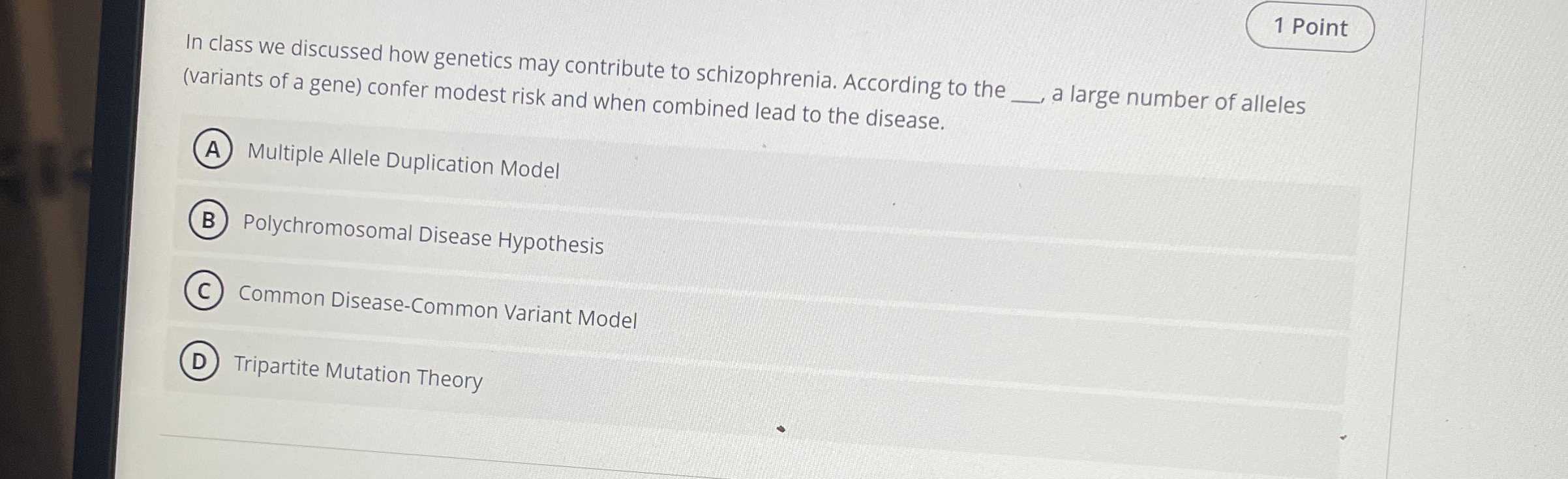Solved 1 ﻿PointIn class we discussed how genetics may | Chegg.com