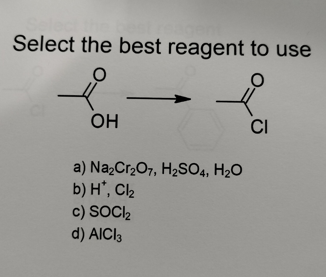 Solved Select the best reagent to | Chegg.com