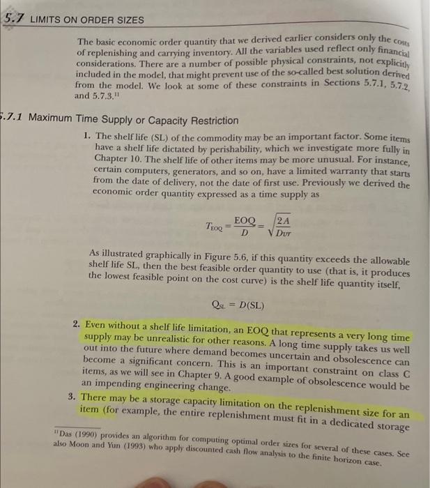 Solved The basic economic order quantity that we derived | Chegg.com