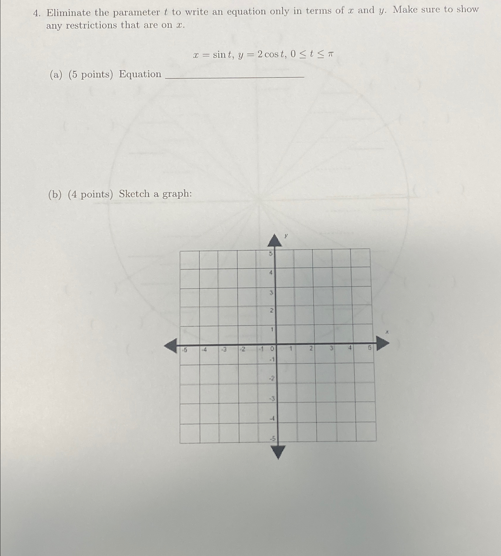 Solved Eliminate the parameter t ﻿to write an equation only | Chegg.com