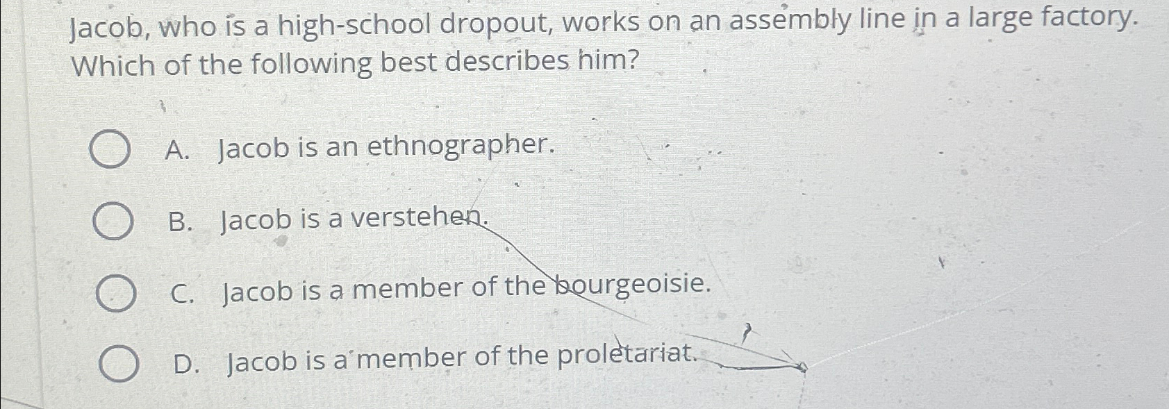 Solved Jacob, who is a high-school dropout, works on an | Chegg.com