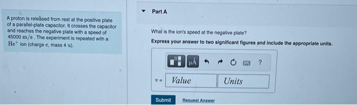 Solved A proton is released from rest at the positive plate | Chegg.com