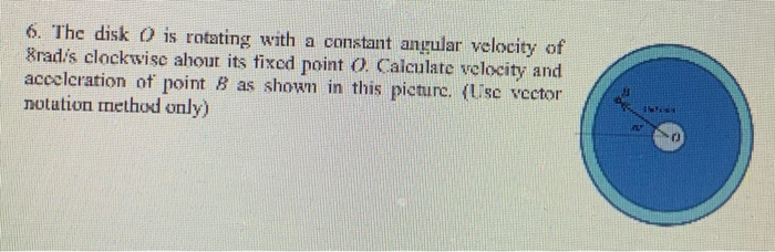 Solved 6. The disk is rotating with a constant angular | Chegg.com