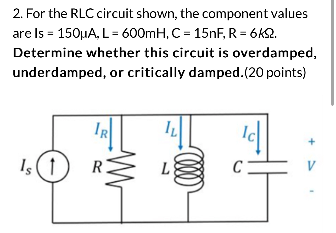 Solved For the RLC circuit shown, the component values are | Chegg.com