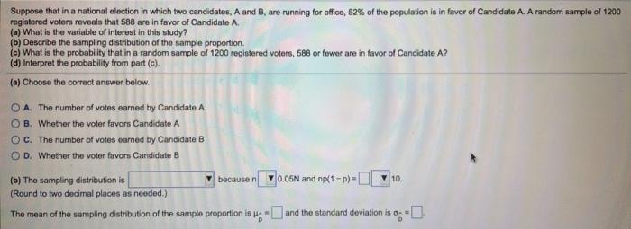 Solved Suppose that in a national election in which two | Chegg.com