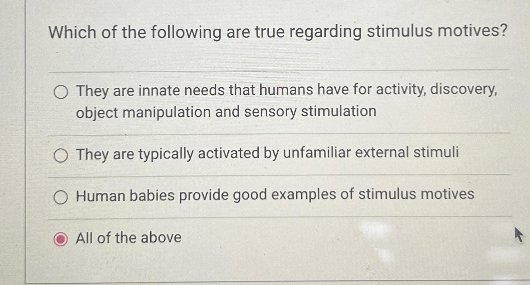 Solved Which of the following are true regarding stimulus | Chegg.com