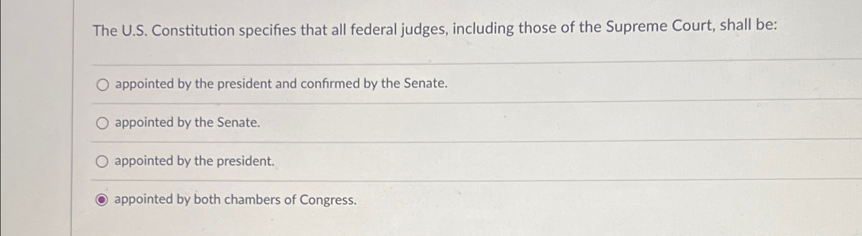 Solved The U.S. ﻿Constitution specifies that all federal | Chegg.com