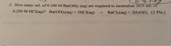 Solved CS 2. How many mL of 0.100 M Ba(OH)2 (aq) are | Chegg.com
