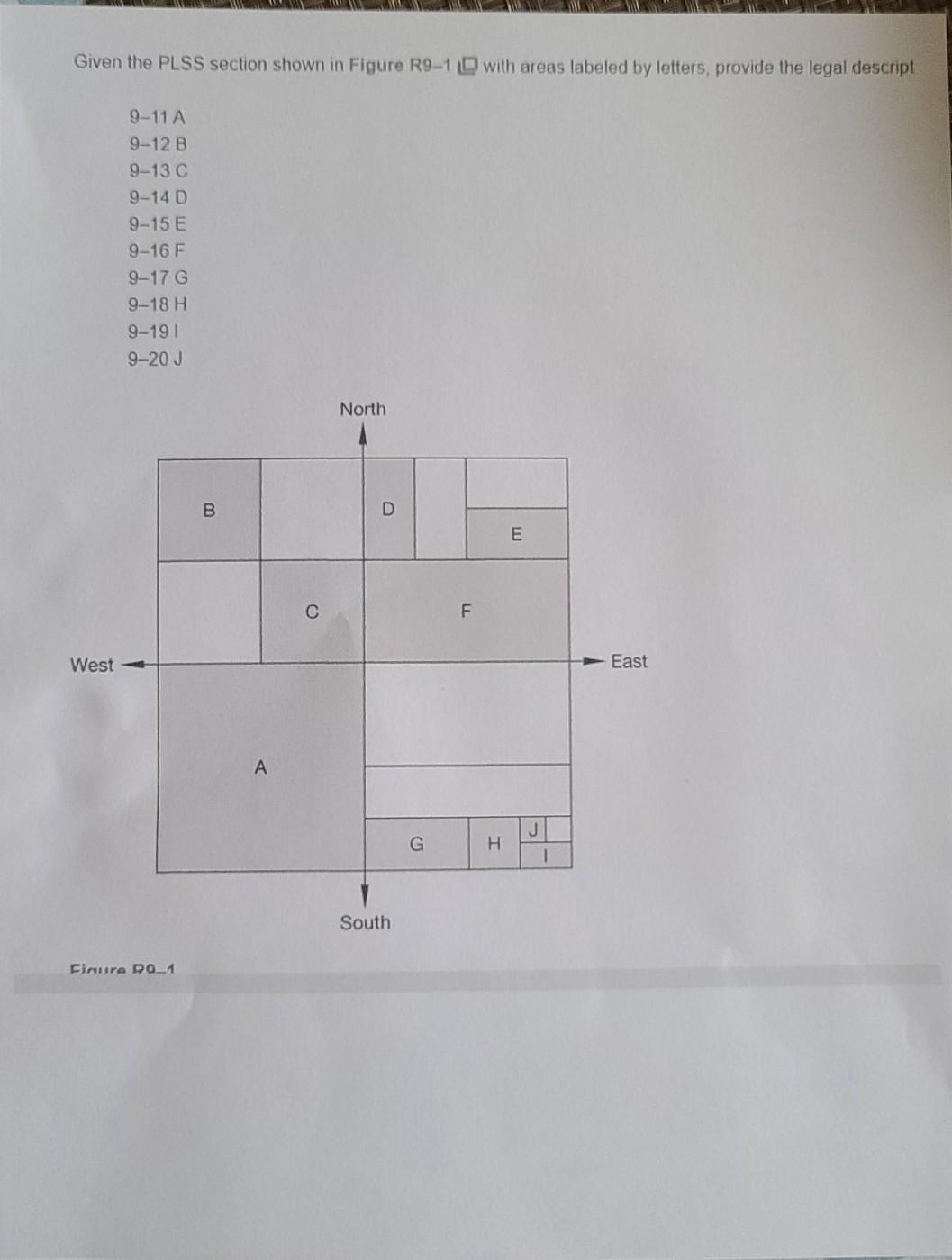 Solved Given the PLSS section shown in Figure R9-1 with | Chegg.com