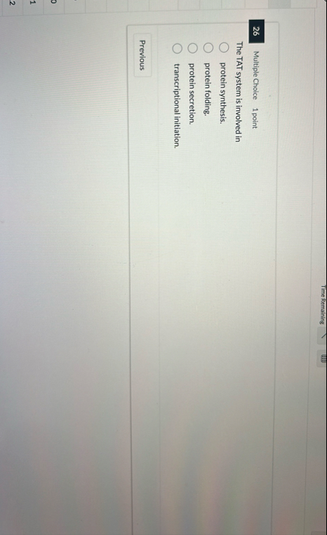 Solved Time RemainingMultiple Choice 1 ﻿pointThe TAT system | Chegg.com
