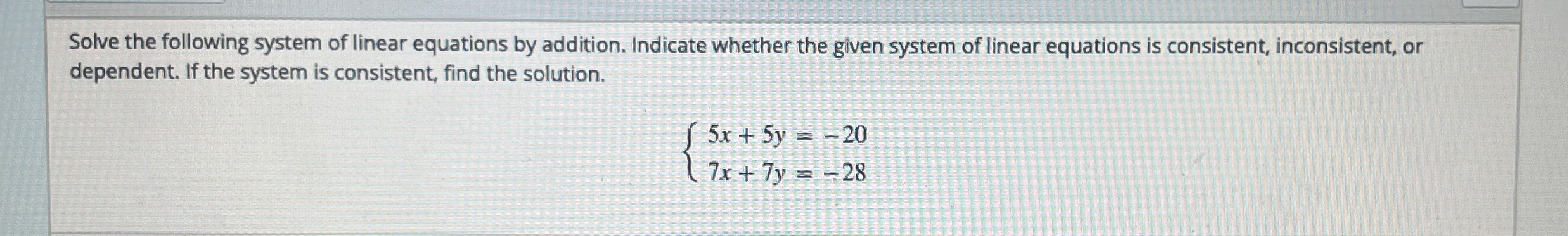Solved Solve the following system of linear equations by | Chegg.com