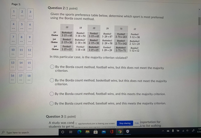 Solved Page 1: Question 1 (1 point) Consider the voter | Chegg.com