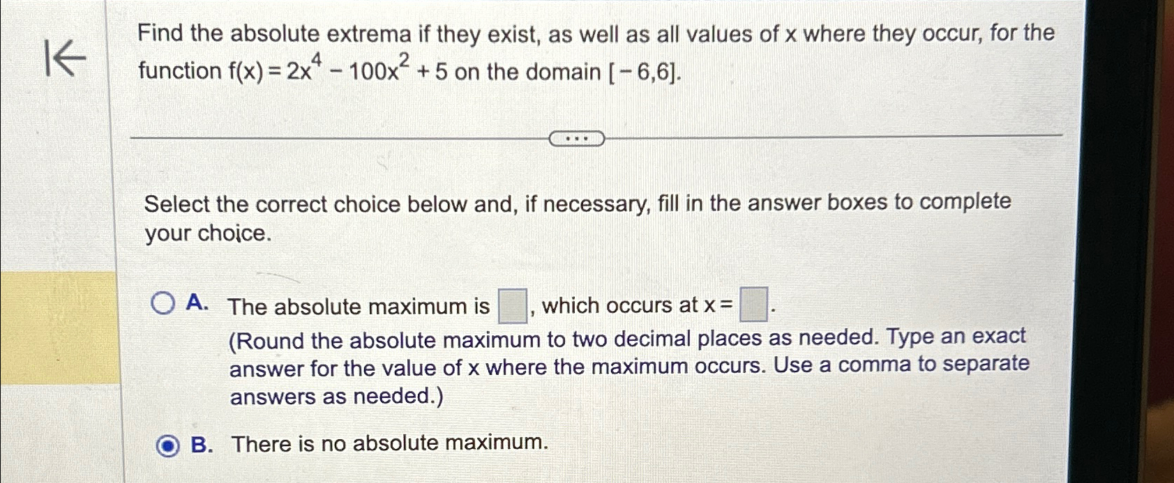 Solved Find the absolute extrema if they exist, as well as | Chegg.com