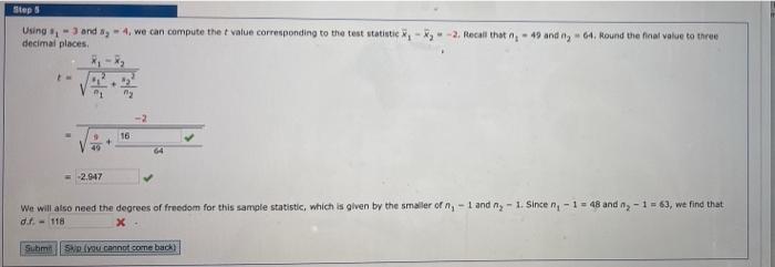 Solved Using J1=3 and x2=44 we can compute the t value | Chegg.com