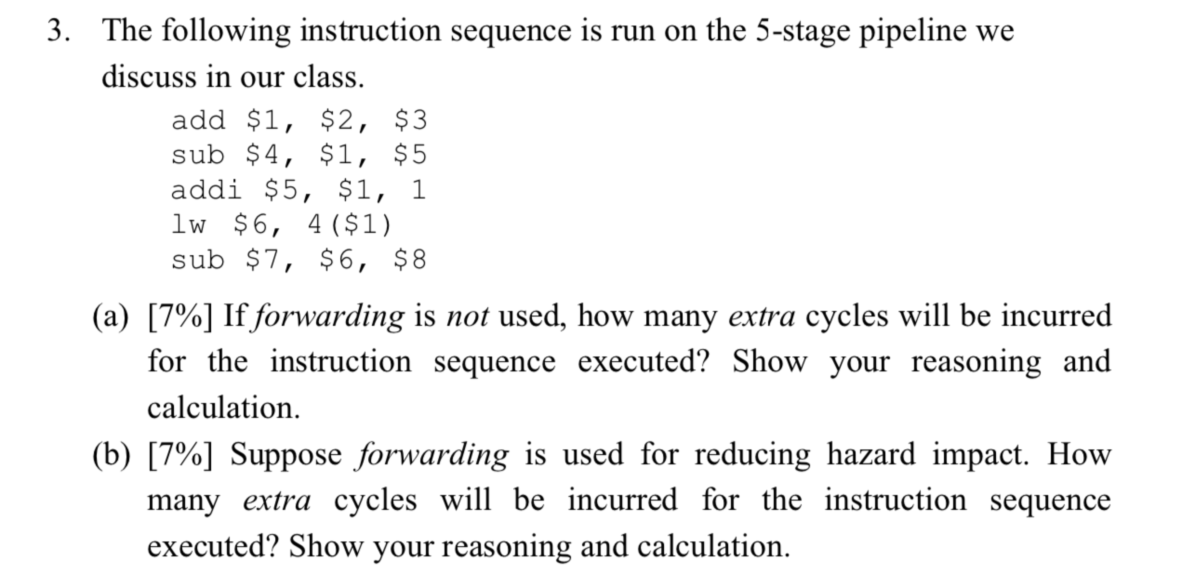 Solved The Following Instruction Sequence Is Run On The