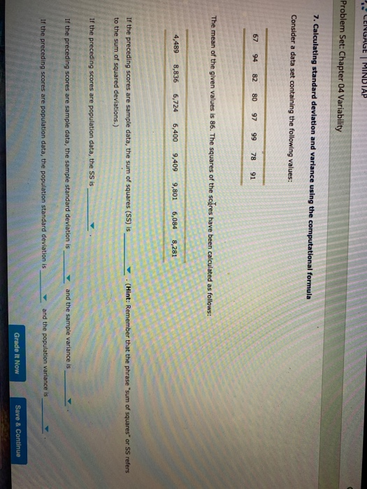 Solved CENGAGE | MINUTAP Problem Set: Chapter 04 Variability | Chegg.com